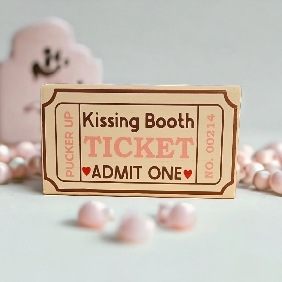 Wooden Kissing Booth Ticket Sign for Valentine Tier Tray, Modern ...