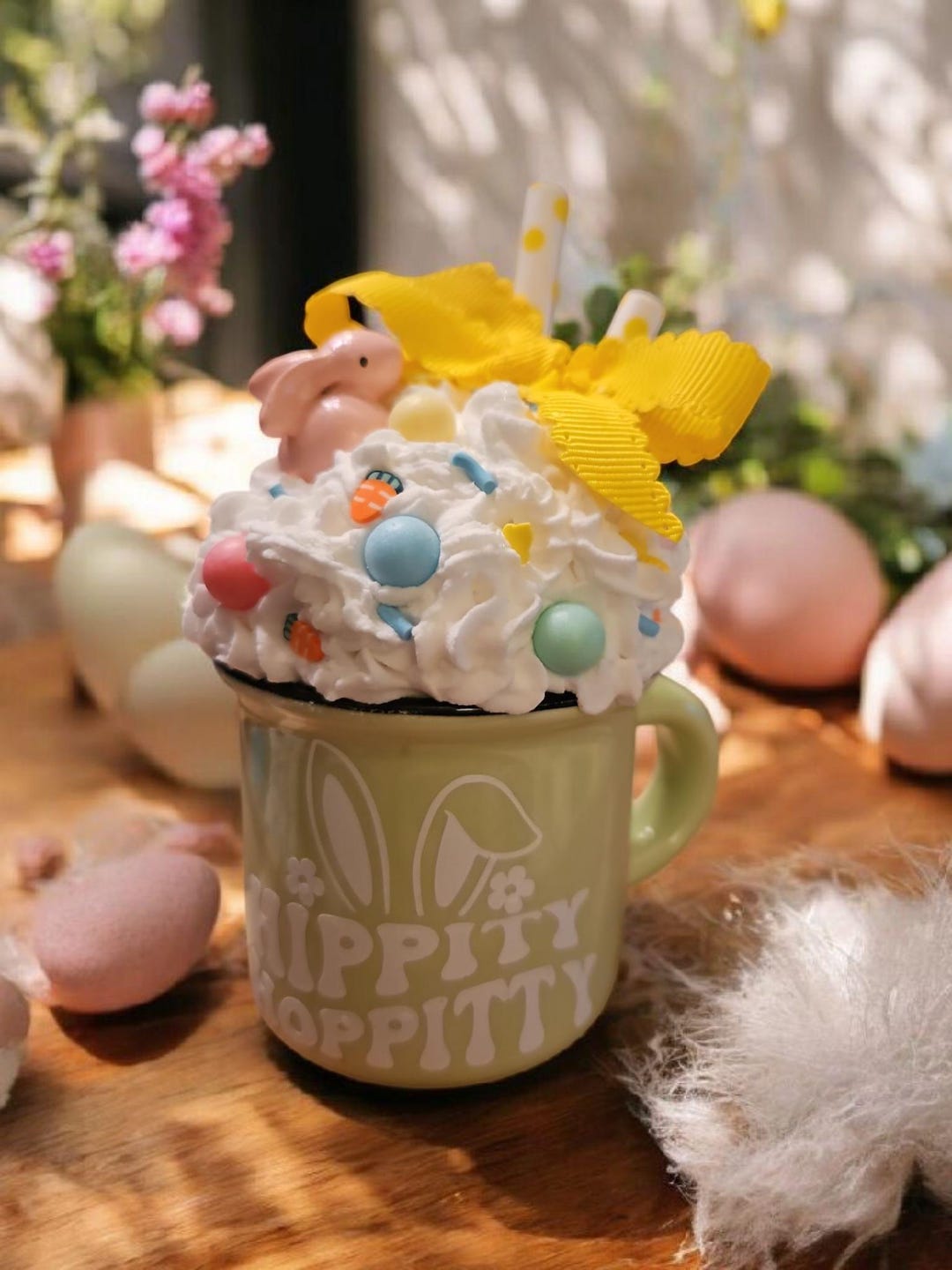 Easter Hippity Hoppity Mini Mug, Bunny Tiered Tray Decor, Faux Whipped ...