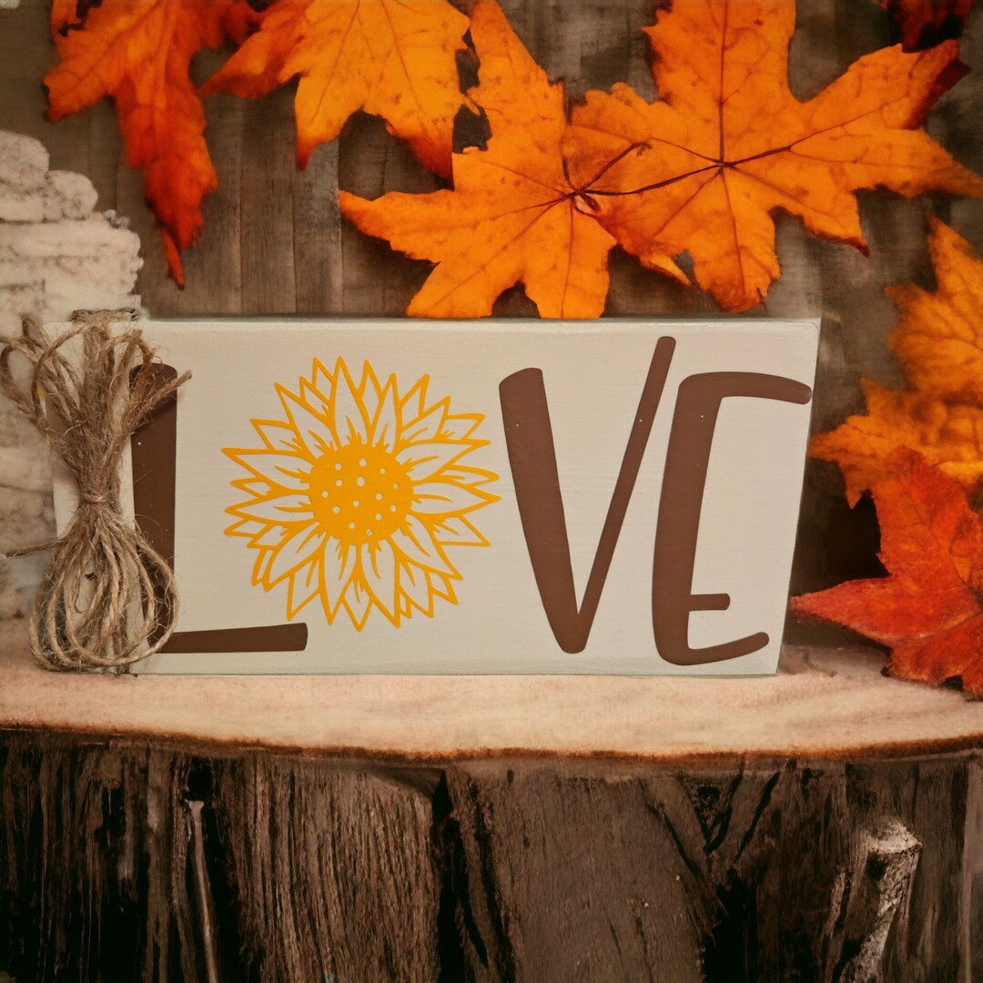 Sunflower Love Sign, Farmhouse Sunflower Tier Tray Wood Sign, Modern ...
