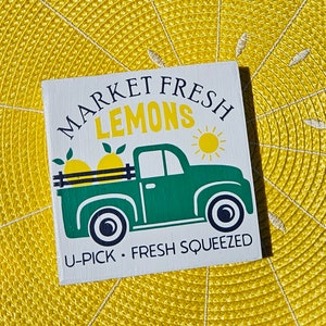 Wooden Market Fresh Lemon Sign for Tiered Tray, Lemon Farm Truck Sign ...