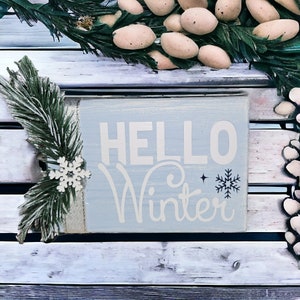 Hello Winter Wood Sign for Winter Tiered Tray, Snow Tiered Tray, Tiered ...