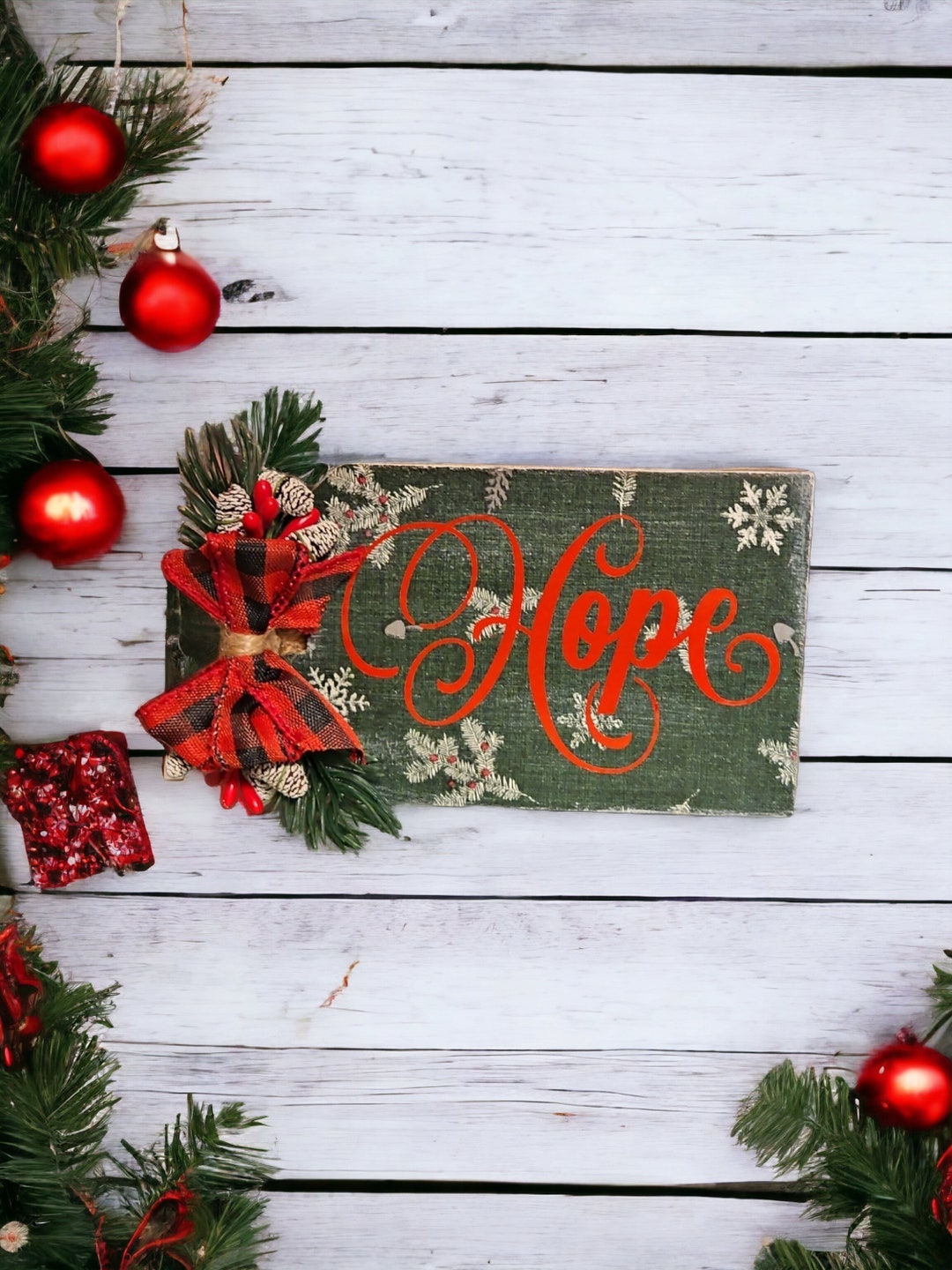Hope Gift Tag Shelf Sitter, Decoupage Decor, Farmhouse Christmas ...