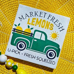 Wooden Market Fresh Lemon Sign for Tiered Tray, Lemon Farm Truck Sign ...