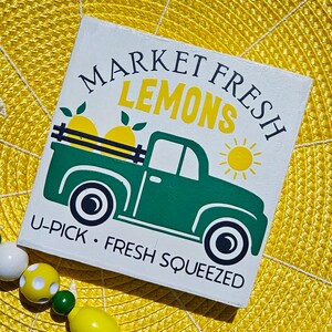 Wooden Market Fresh Lemon Sign for Tiered Tray, Lemon Farm Truck Sign ...