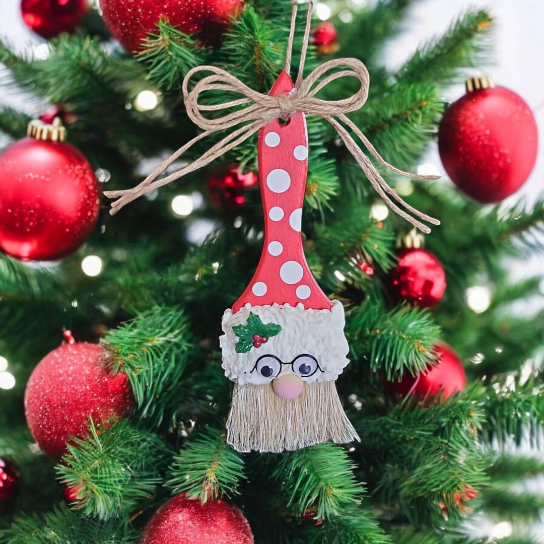 Hand-painted Santa Paintbrush Christmas Ornament: Whimsical Holiday ...