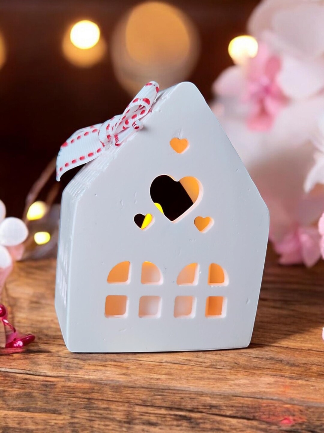 Pink Ceramic Resin Valentine Mini House for Valentine Tier Tray ...