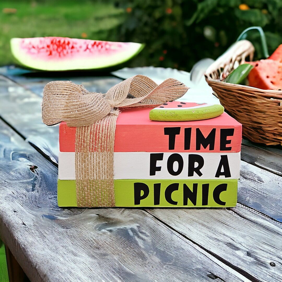 Wooden Watermelon Theme Mini Book Stack for Summertime Tier Tray ...