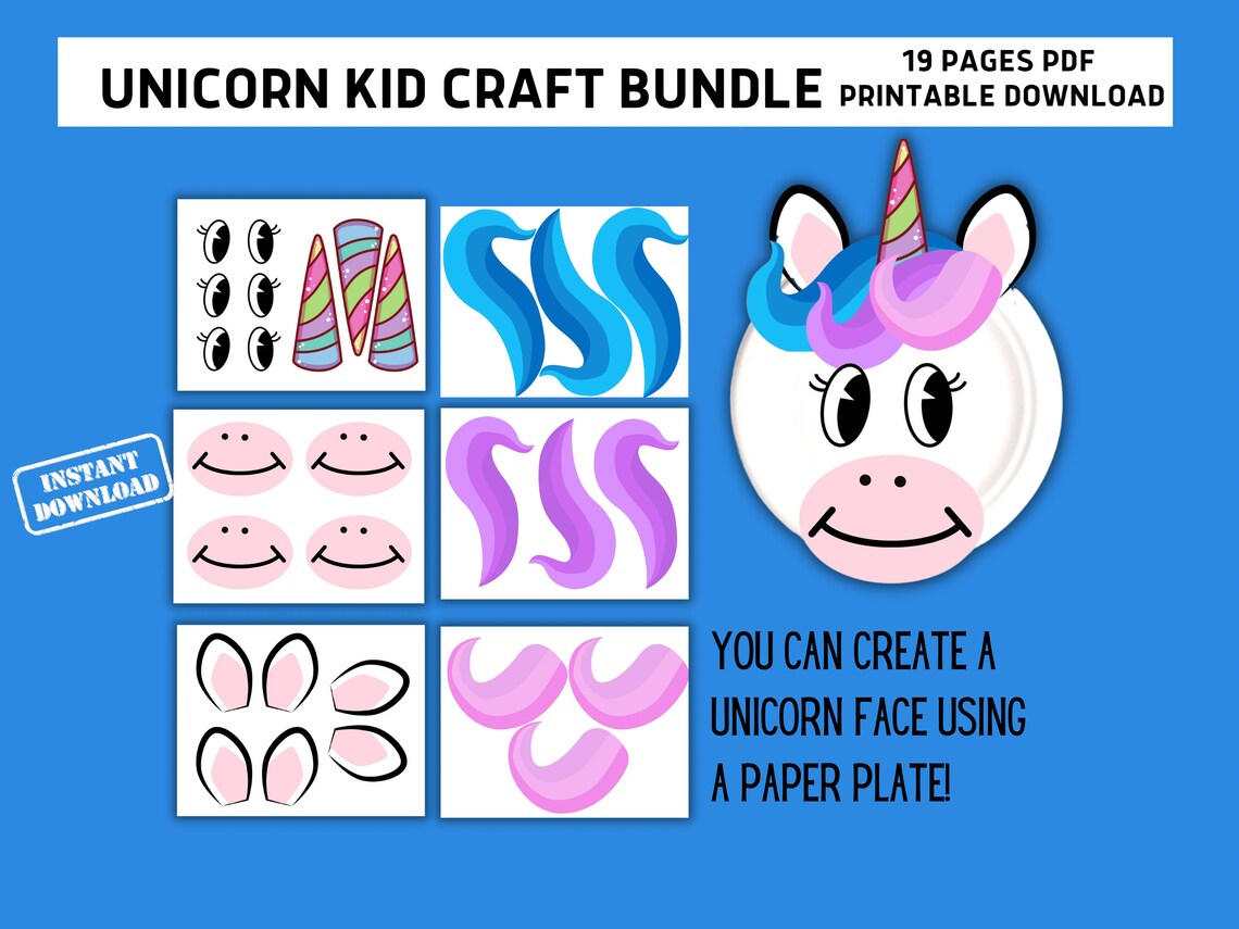 Kids Summer Craft Printable Activities/ Unicorn Kid Craft Bundle ...