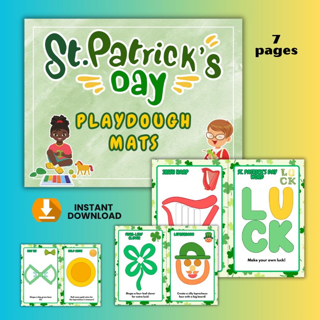 St Patricks Day Printable / Playdough Kit / Playdough Mat Printable / 7 ...