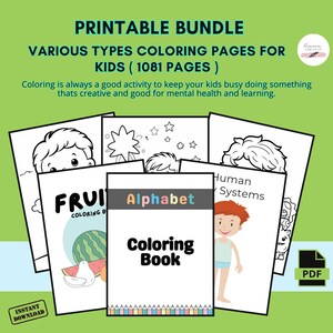 Coloring Pages for Kids Printable Bundle, 1081 Pages, Coloring Sheets ...