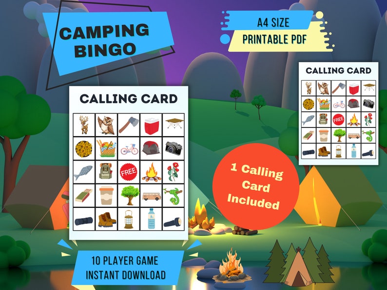 Camping Bingo Printable / 11 Printable Camping Bingo Cards / Camping ...