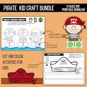 Printable Craft for Kids / Pirate Kid Craft Bundle / Activity Sheets ...