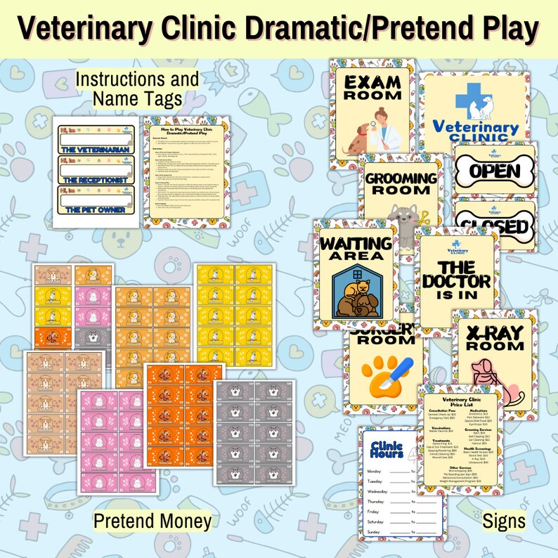 Vet Pretend Play Printables Bundle / 44 PDF Pages / Classroom / Pretend ...