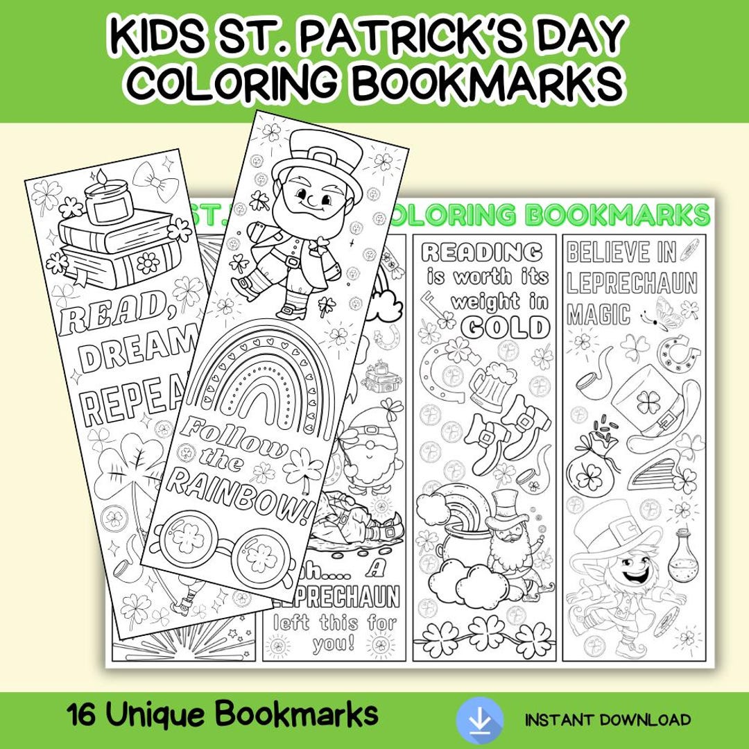 St Patricks Day Coloring / Bookmarks / for Kids / Printable / Instant ...