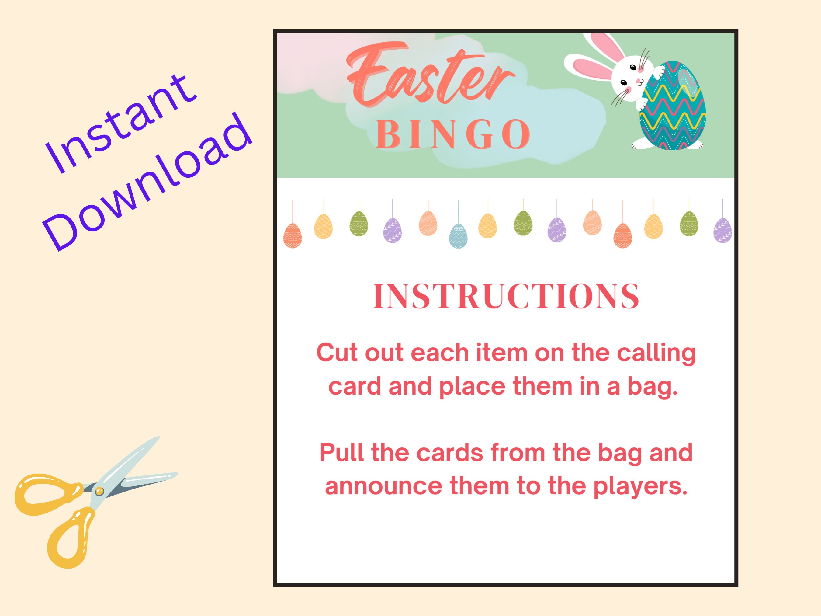 Easter Bingo Printable Calling Cards / Easter Games for Kids and Adults ...