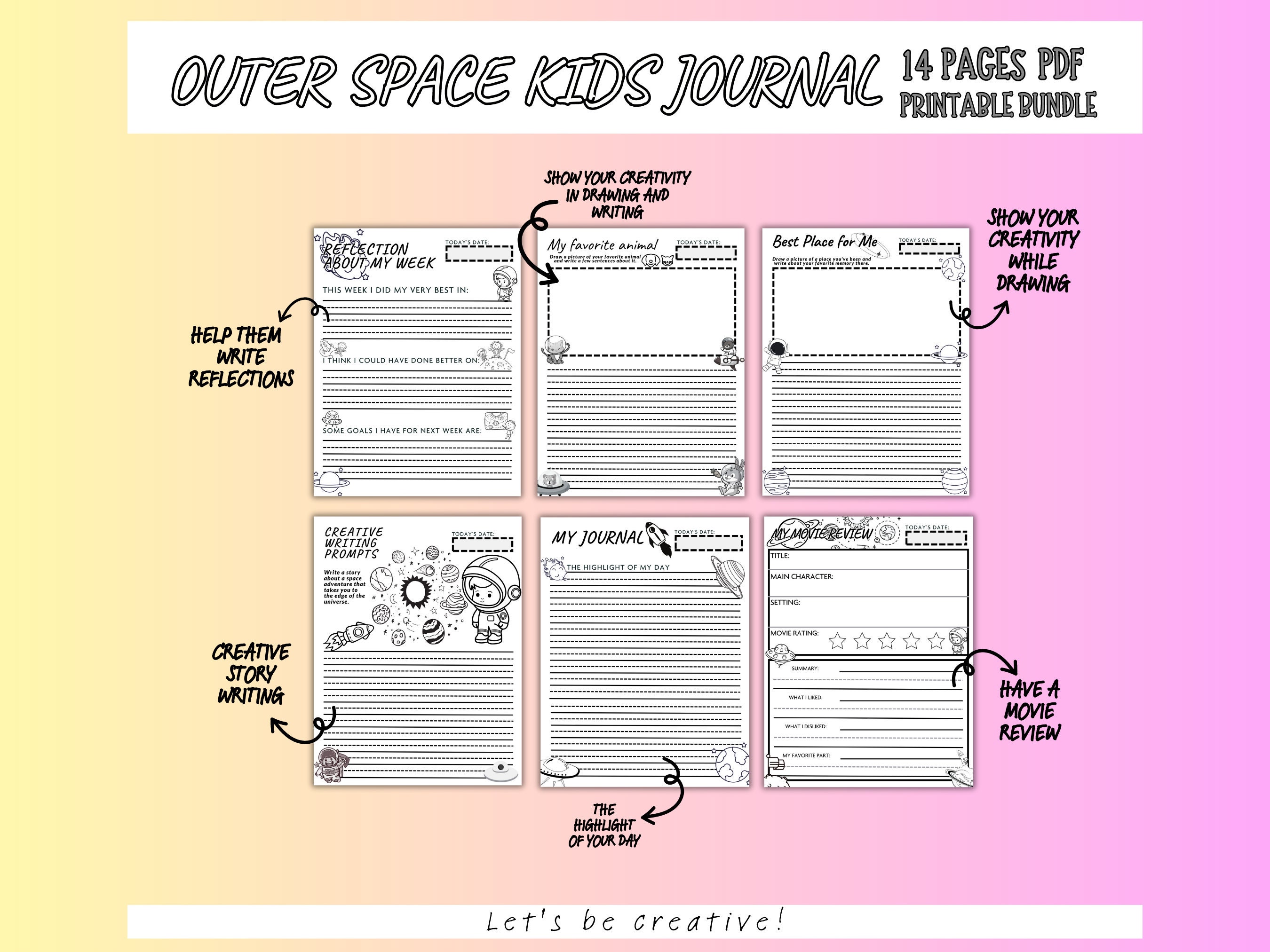 My Space Kids Journal / Printable / PDF / 14 Pages / Kids Journalling ...