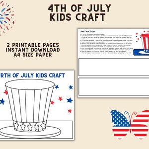 4th of July Kids Craft / 4th of July Hat / PDF / Instant Download ...