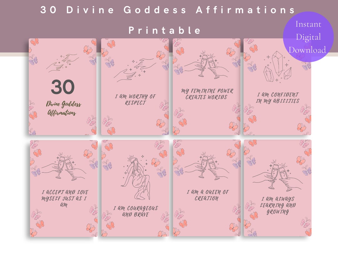 Divine Goddess Affirmation Cards / PDF / PNG Files/ Digital Download ...