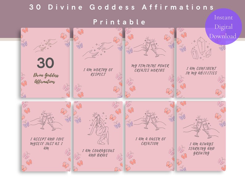 Divine Goddess Affirmation Cards / PDF / PNG Files/ Digital - Etsy