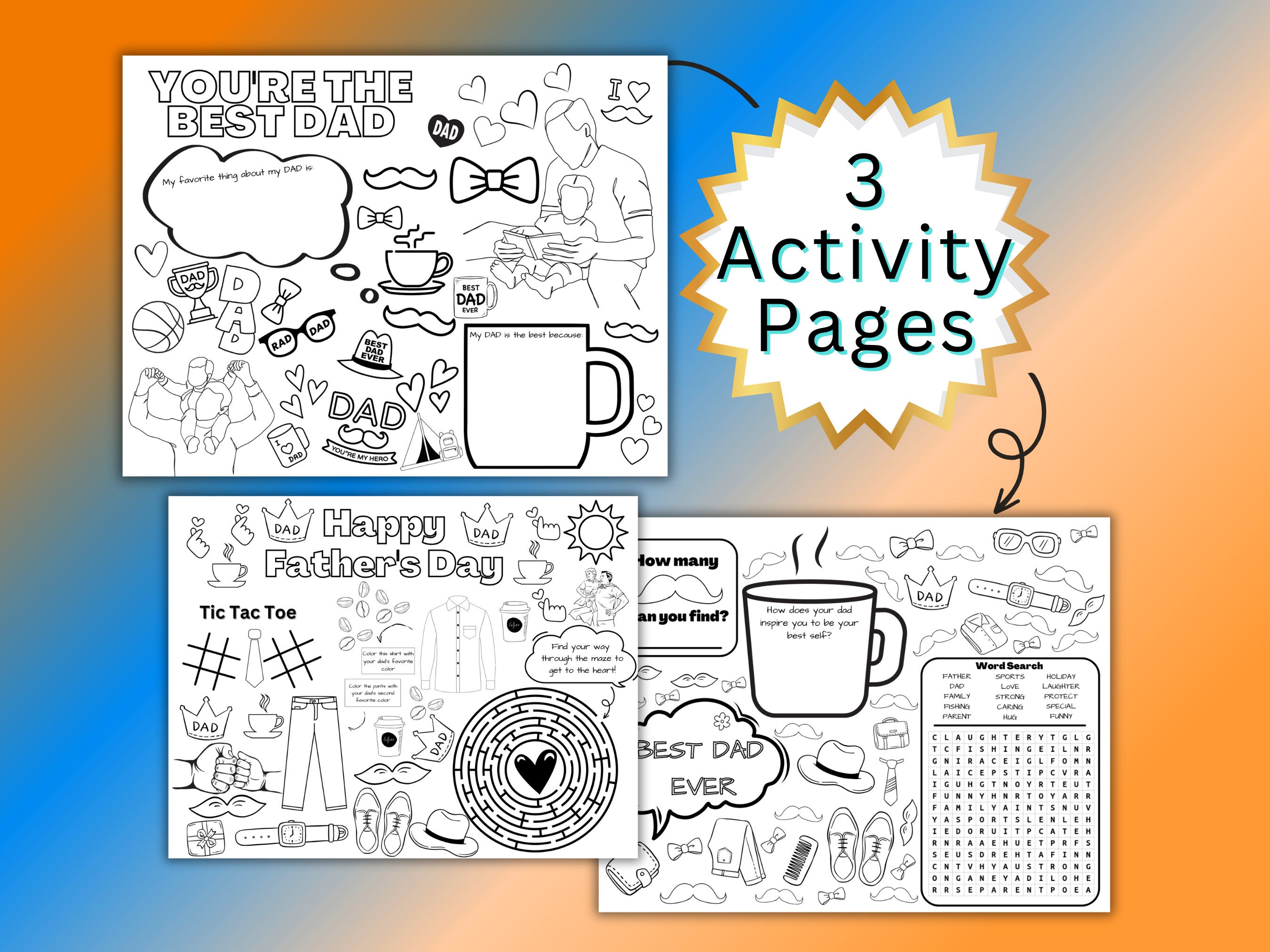 Father's Day Activity Bundle / Printable / for Kids and Adults / Games ...