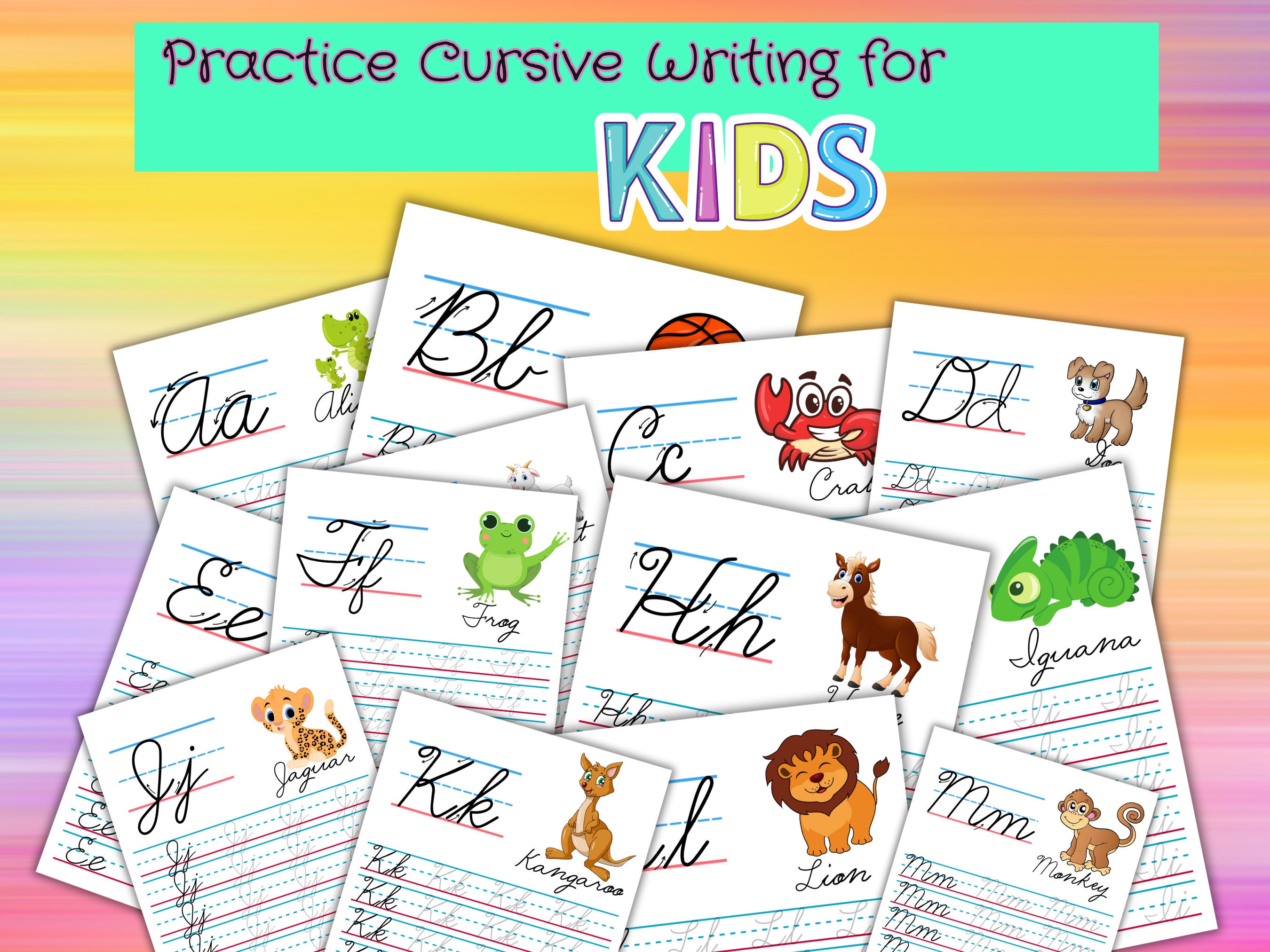 Practice Cursive Writing for Kids / Printable/ 27 Pages / PDF / Kids ...