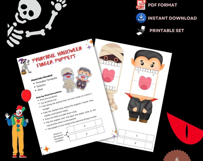 Halloween Puppets Printable Templates - Etsy Canada