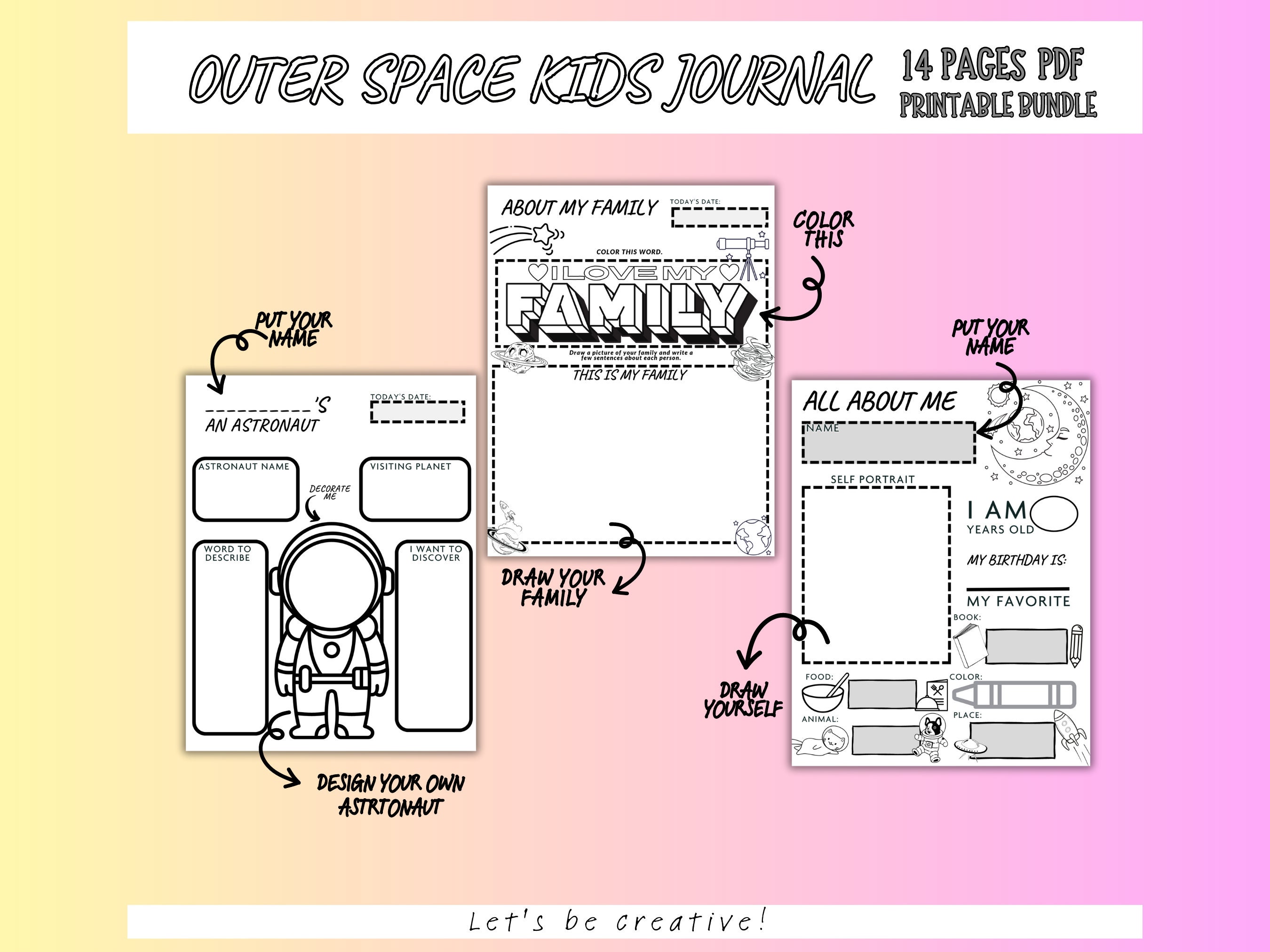 My Space Kids Journal / Printable / PDF / 14 Pages / Kids Journalling ...