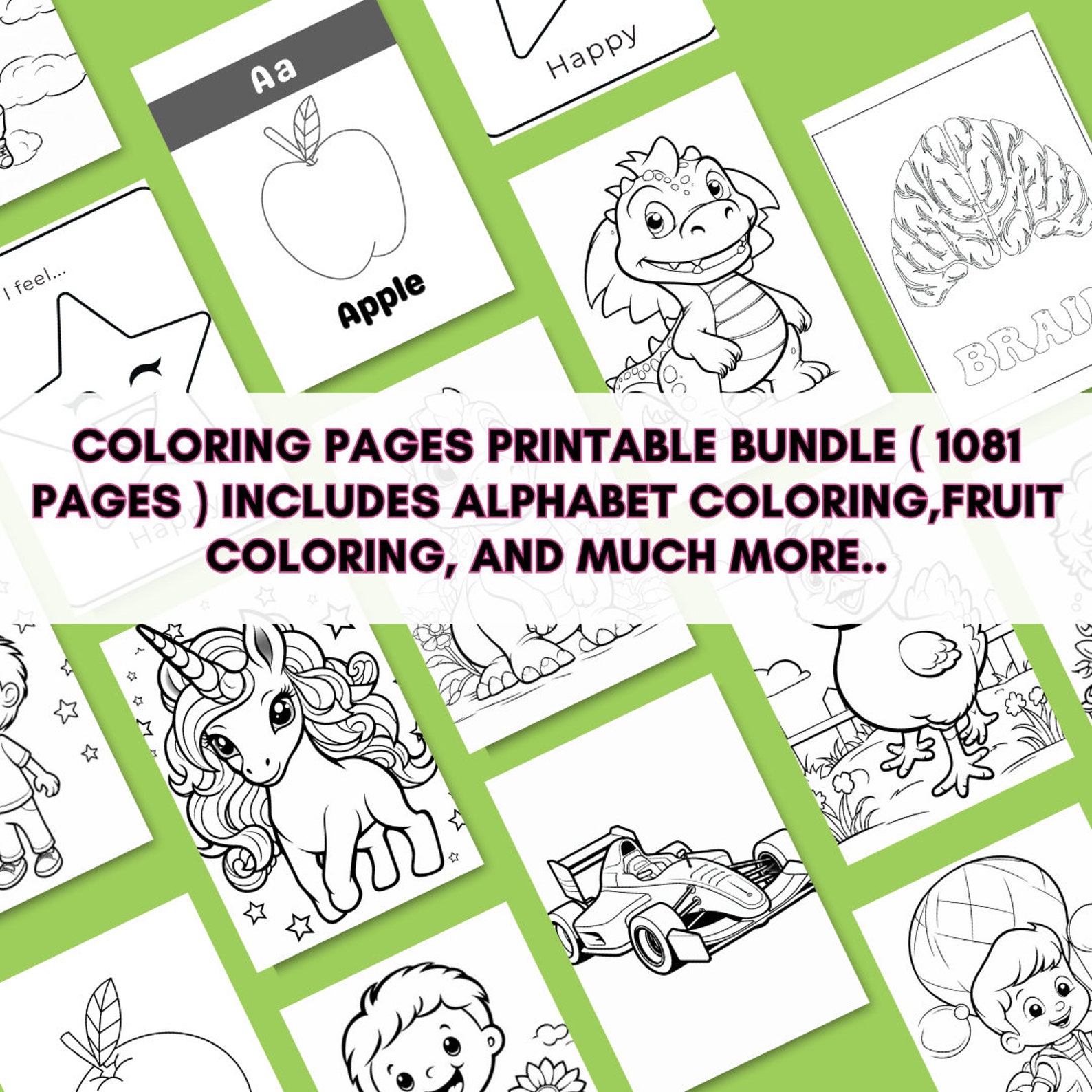 Coloring Pages for Kids Printable Bundle, 1081 Pages, Coloring Sheets ...