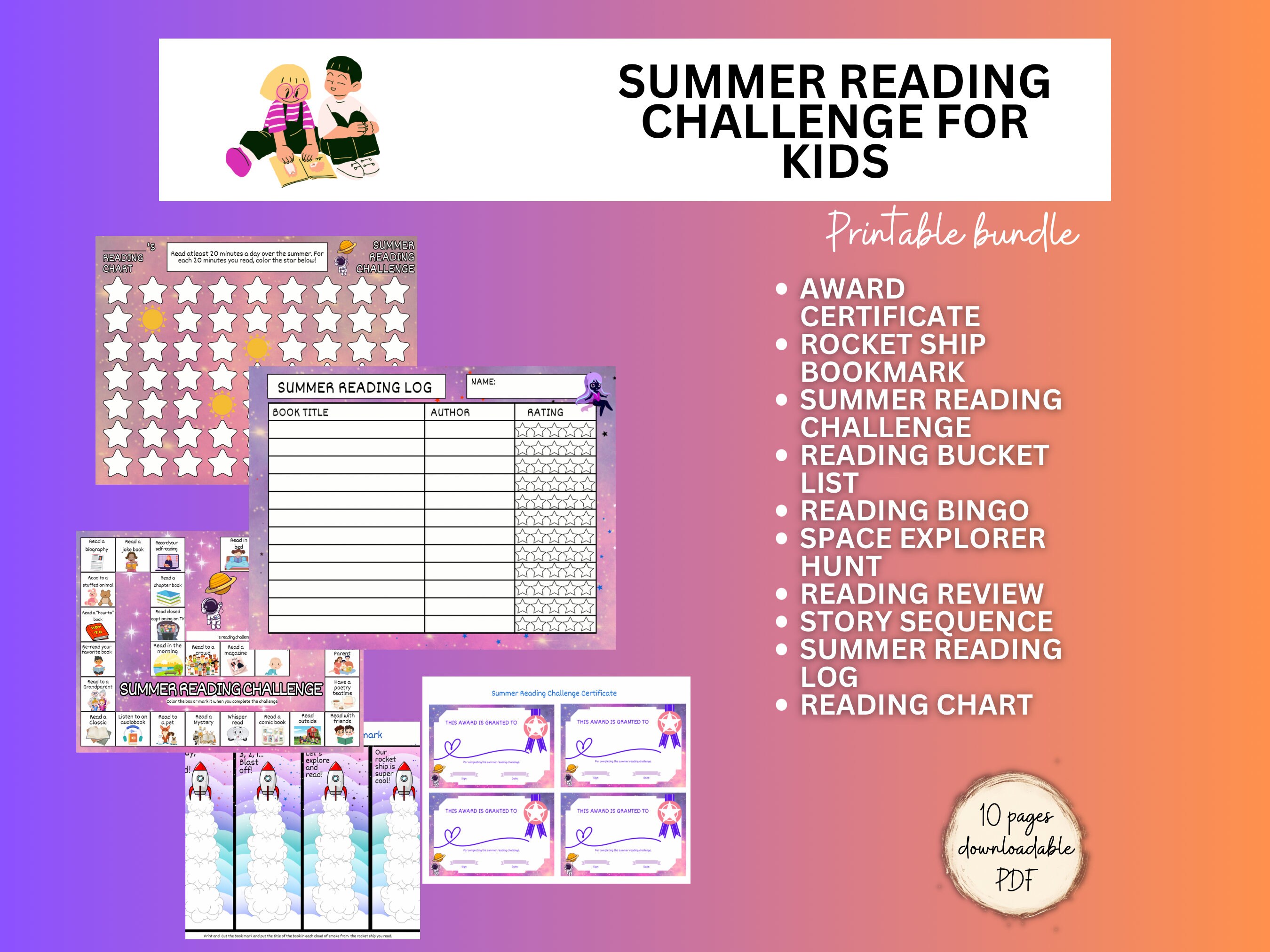 Summer Reading Challenge Printable for Kids/ PDF / Digital Download ...