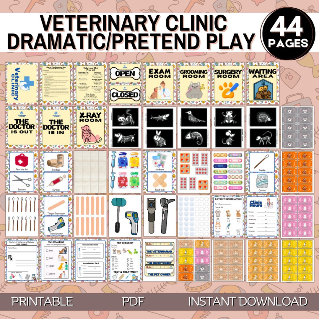 Vet Pretend Play Printables Bundle / 44 PDF Pages / Classroom / Pretend ...