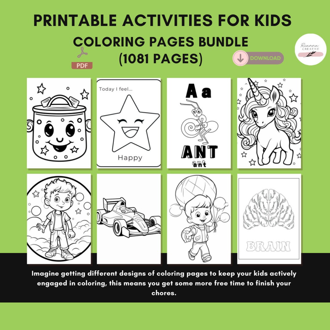 Coloring Pages for Kids Printable Bundle, 1081 Pages, Coloring Sheets ...