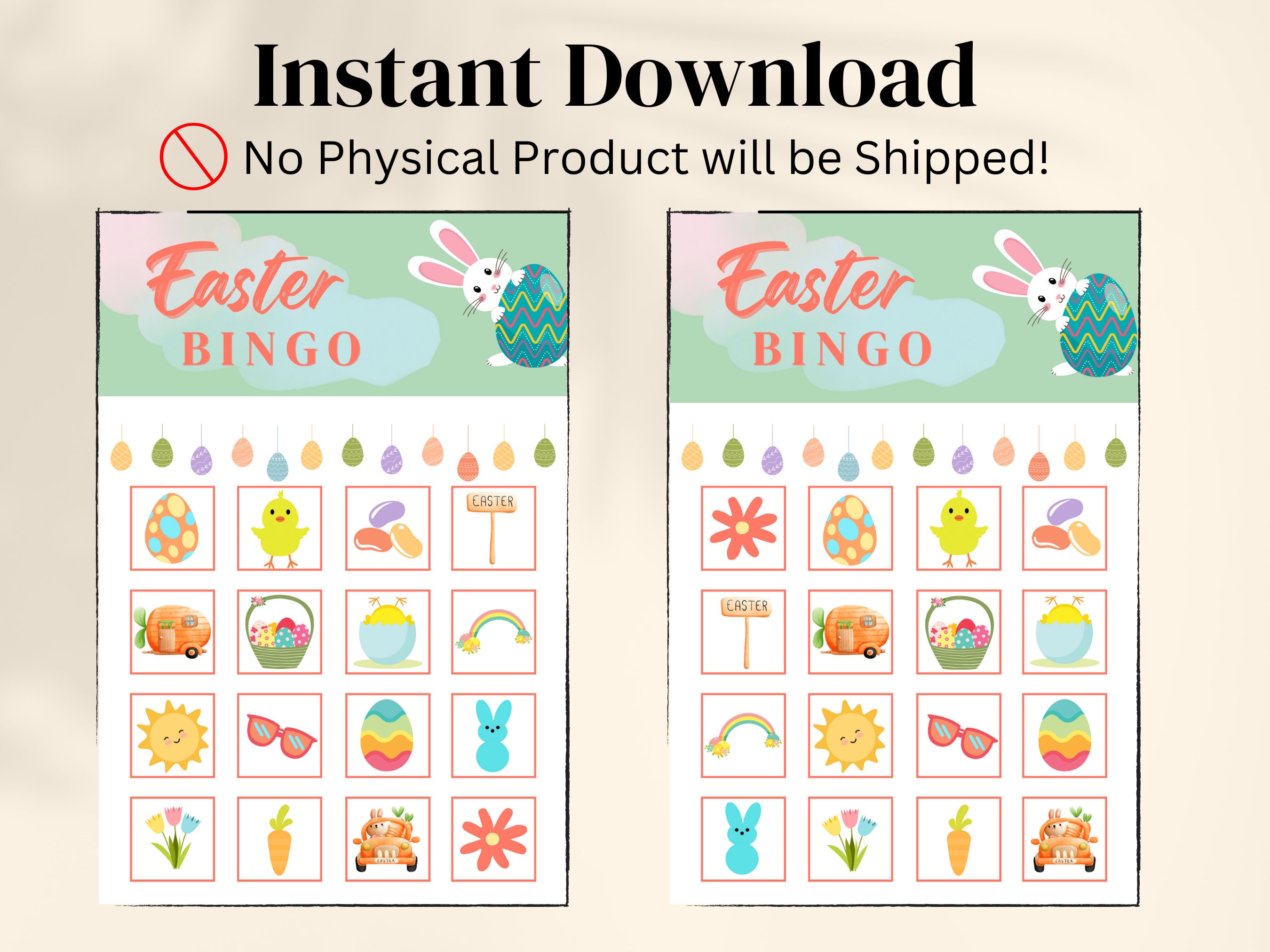 Easter Bingo Printable Calling Cards / Easter Games for Kids and Adults ...