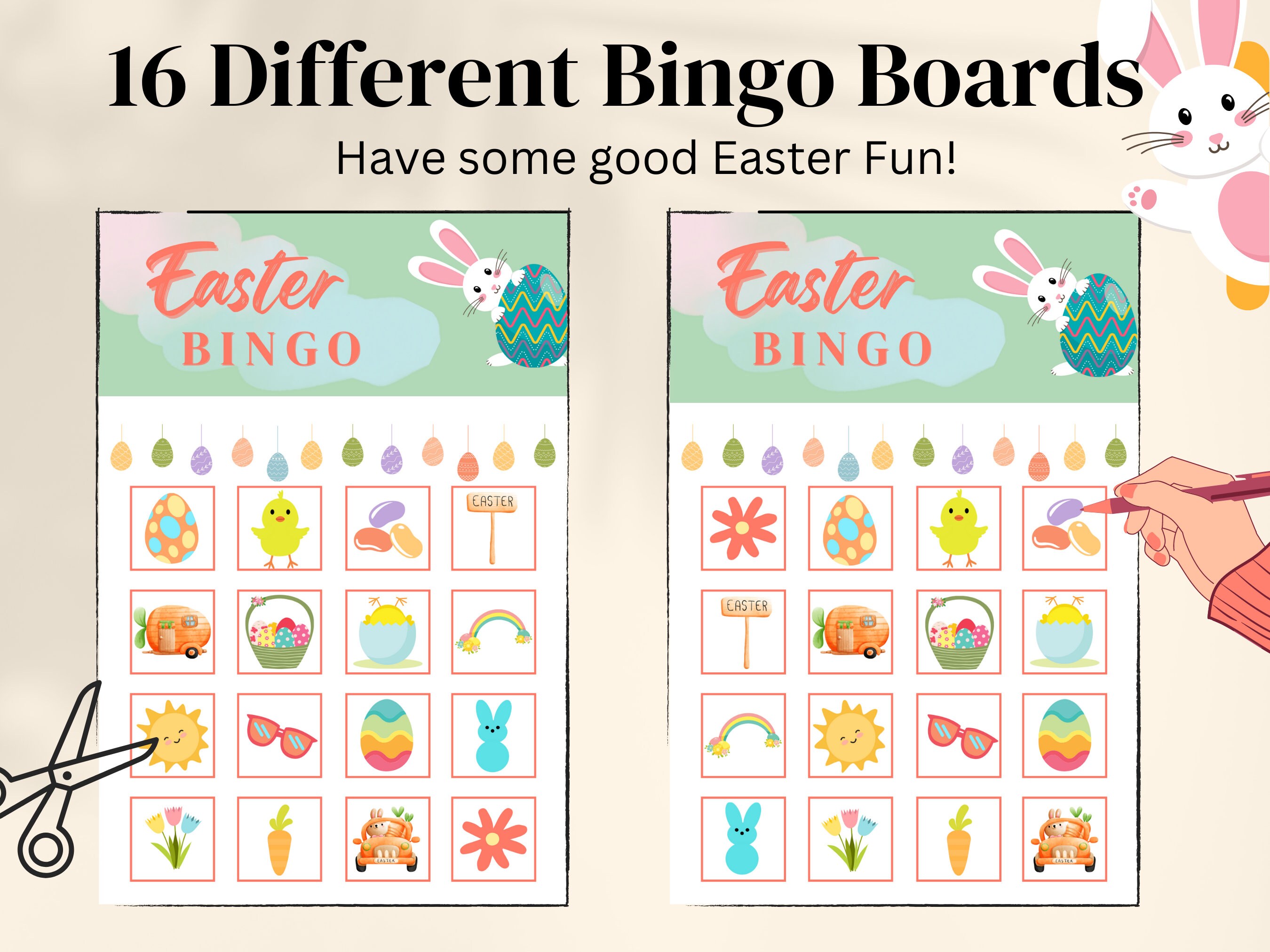 Easter Bingo Printable Calling Cards / Easter Games for Kids and Adults ...