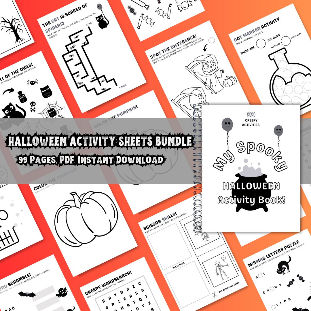 Halloween Activity Sheets Printable / 99 Pages / Halloween Party Games ...