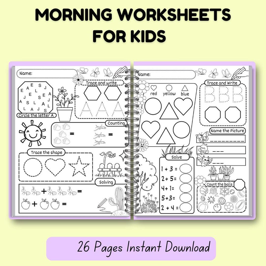 Morning Worksheets for Kids / Printable / 26 Pages / Trace and Write ...