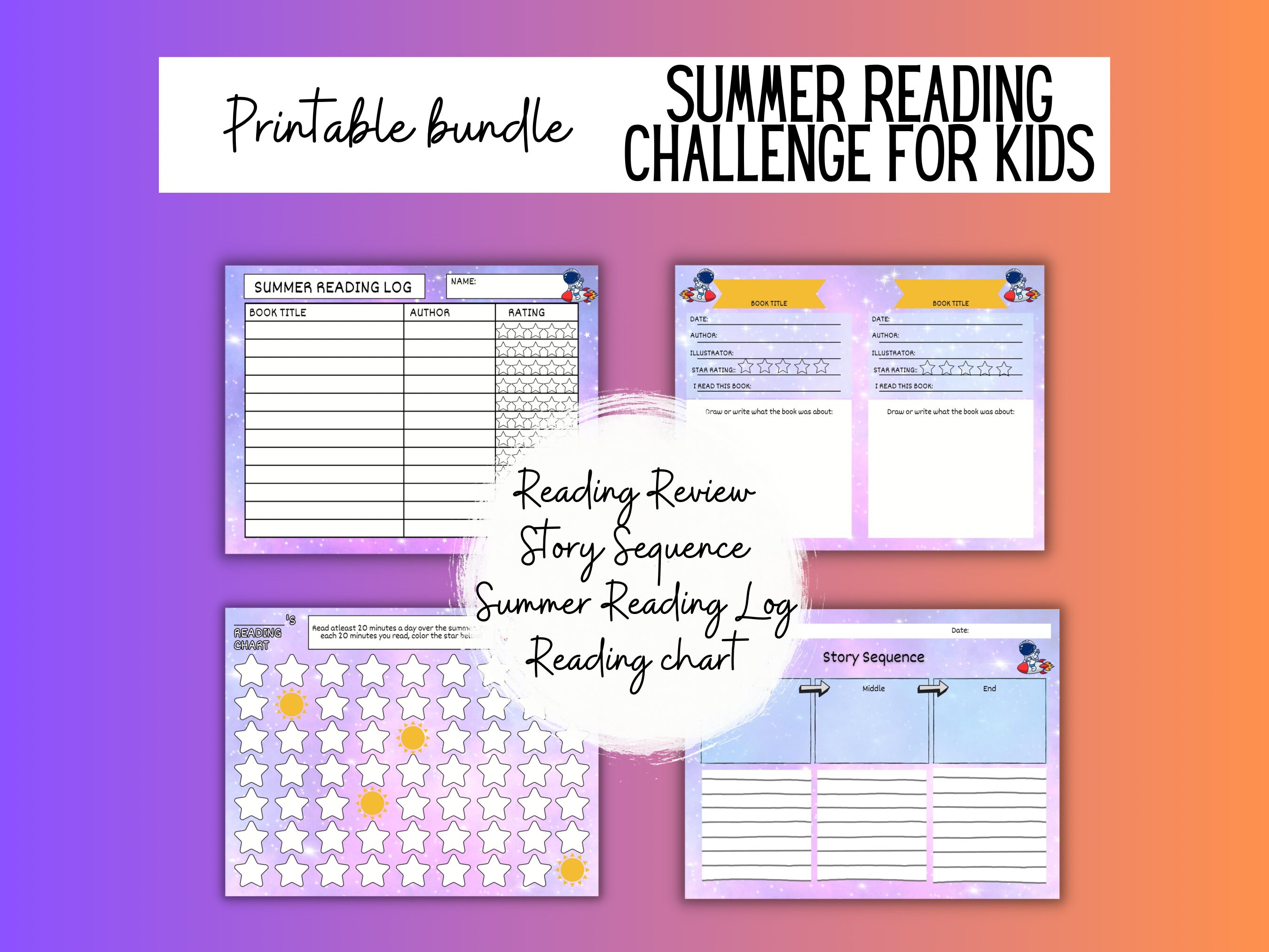 Summer Reading Challenge Printable for Kids/ PDF / Digital Download ...