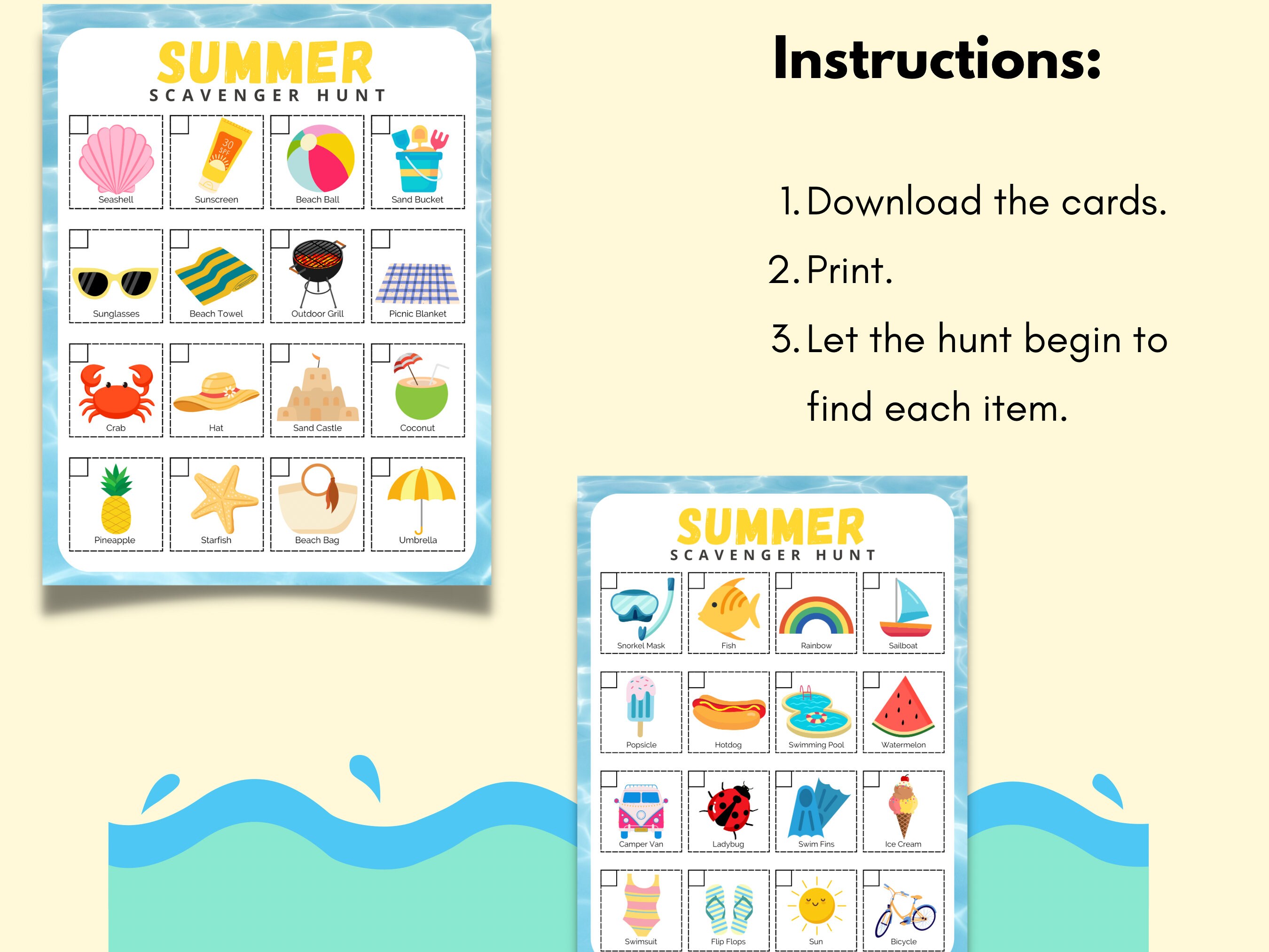 Summer Scavenger Hunt for Kids / Printable Games for Kids / PDF ...
