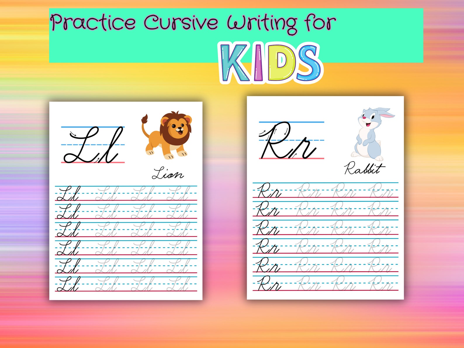 Practice Cursive Writing for Kids / Printable/ 27 Pages / PDF / Kids ...