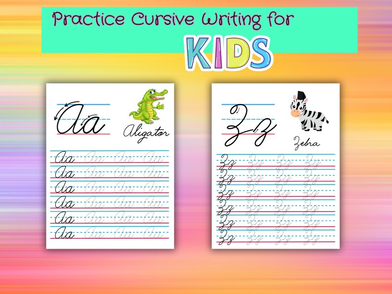 Practice Cursive Writing for Kids / Printable/ 27 Pages / PDF / Kids ...