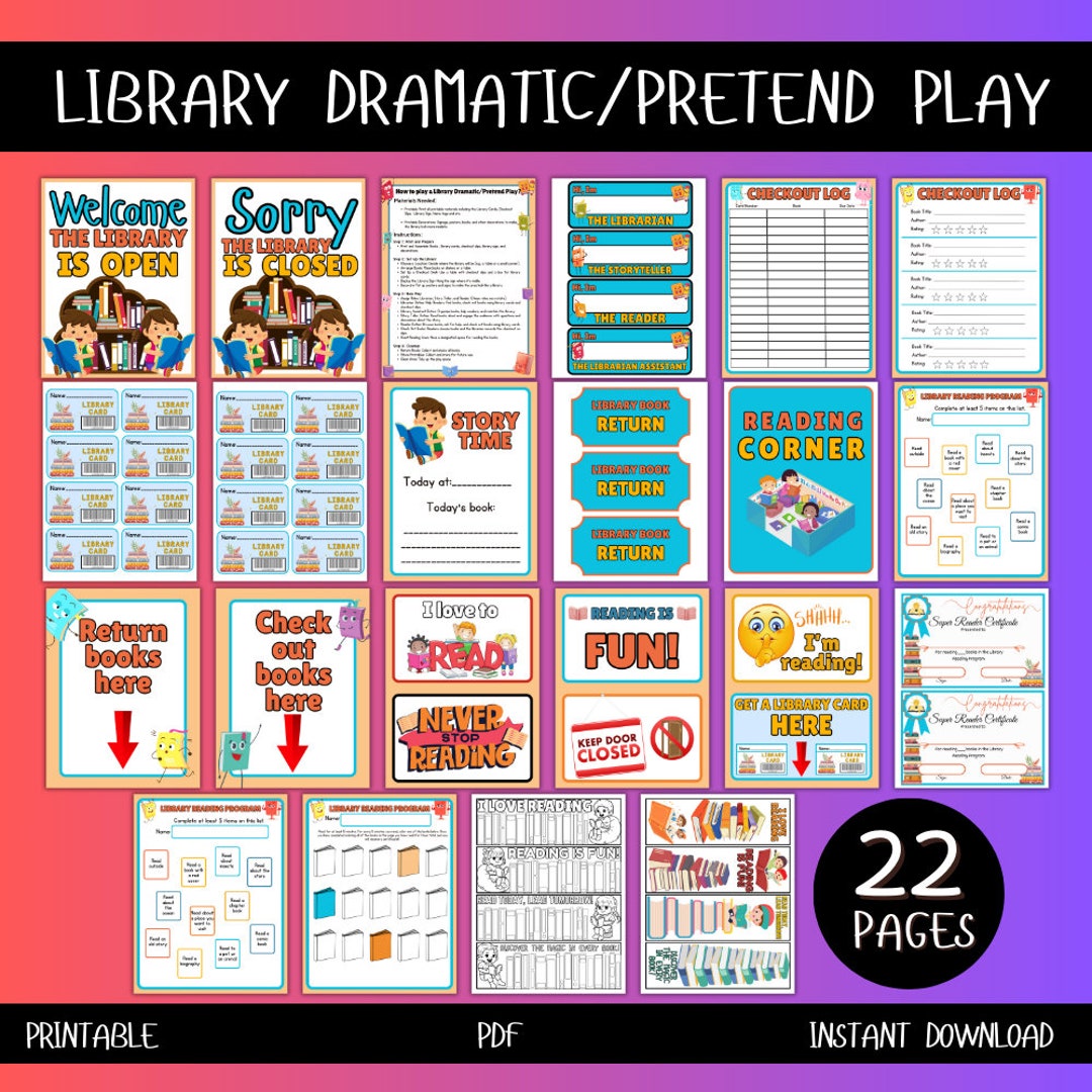 Library Pretend Play Printables / 22 Pages / Instant Download ...