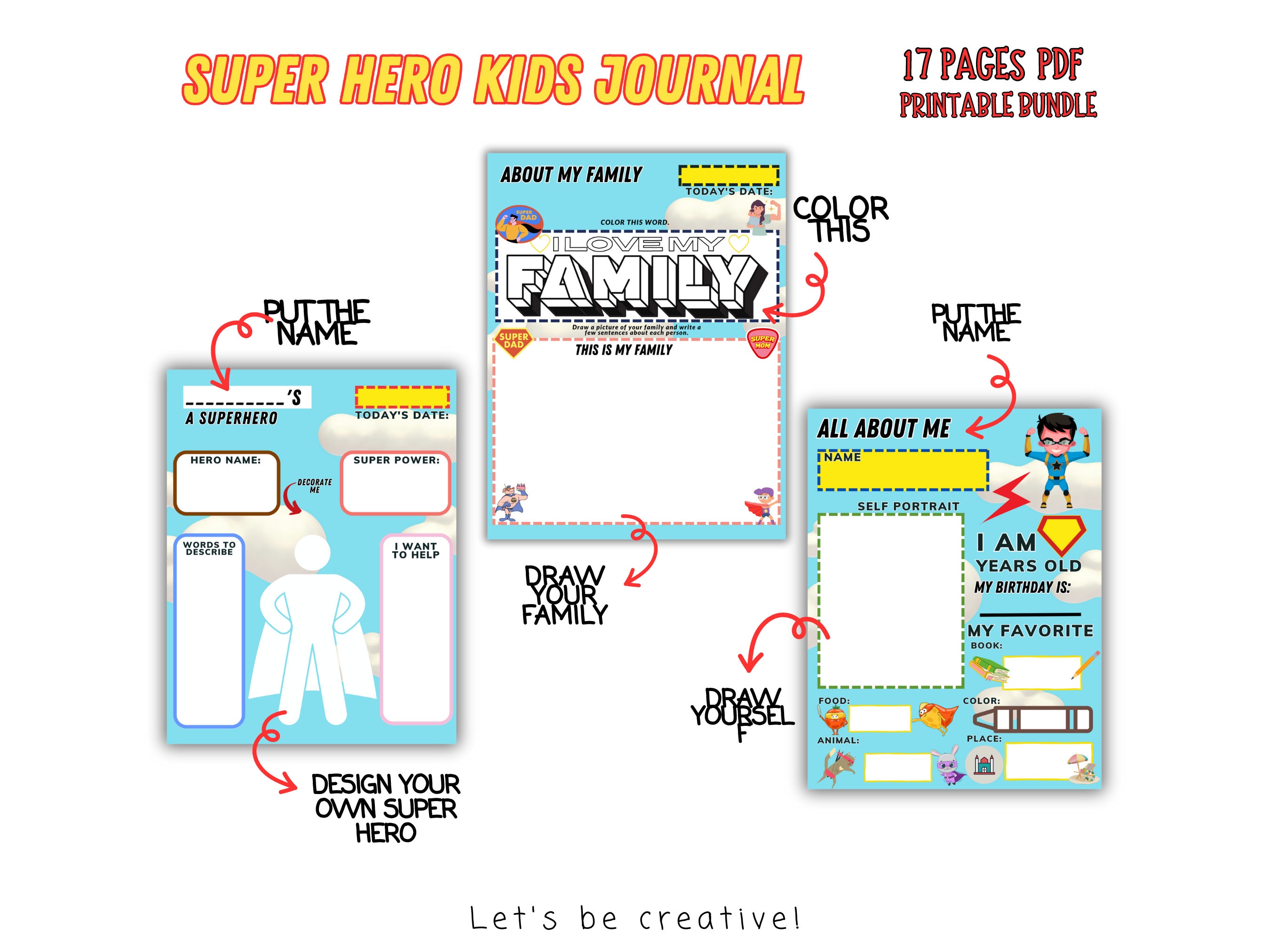 Super Hero Kids Journal Printable / Kids Journaling / A4 Size PDF - Etsy