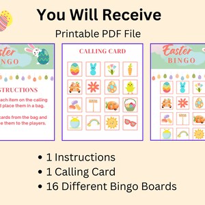 Easter Bingo Printable Calling Cards / Easter Games for Kids and Adults ...