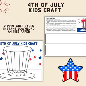 4th of July Kids Craft / 4th of July Hat / PDF / Instant Download ...