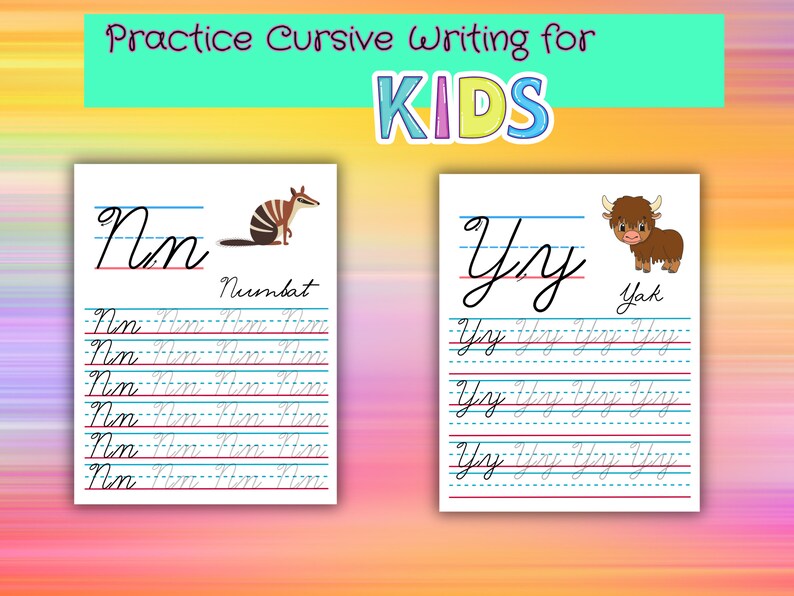 Practice Cursive Writing for Kids / Printable/ 27 Pages / PDF / Kids ...