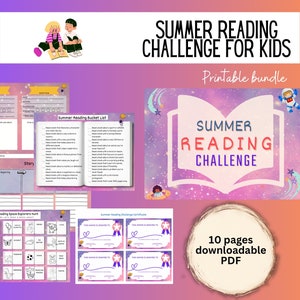 Summer Reading Challenge Printable for Kids/ PDF / Digital Download ...
