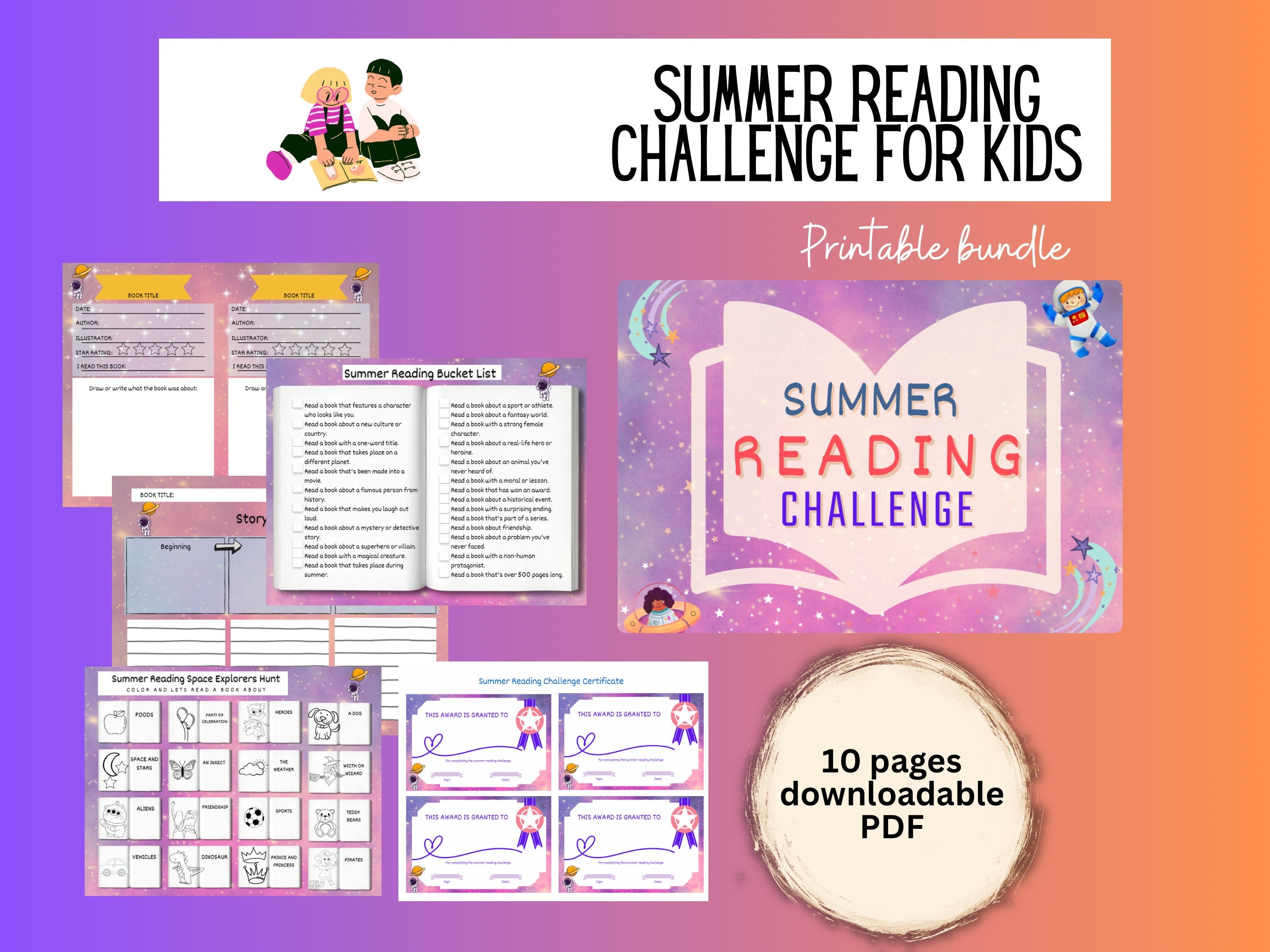Summer Reading Challenge Printable for Kids/ PDF / Digital Download ...