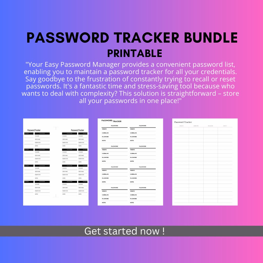 Password Tracker Printable / Bundle / PDF / Instant Download/ - Etsy