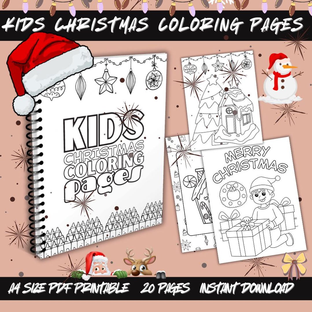 Kids Christmas Coloring Pages / 20 Pages / Printable / Christmas ...
