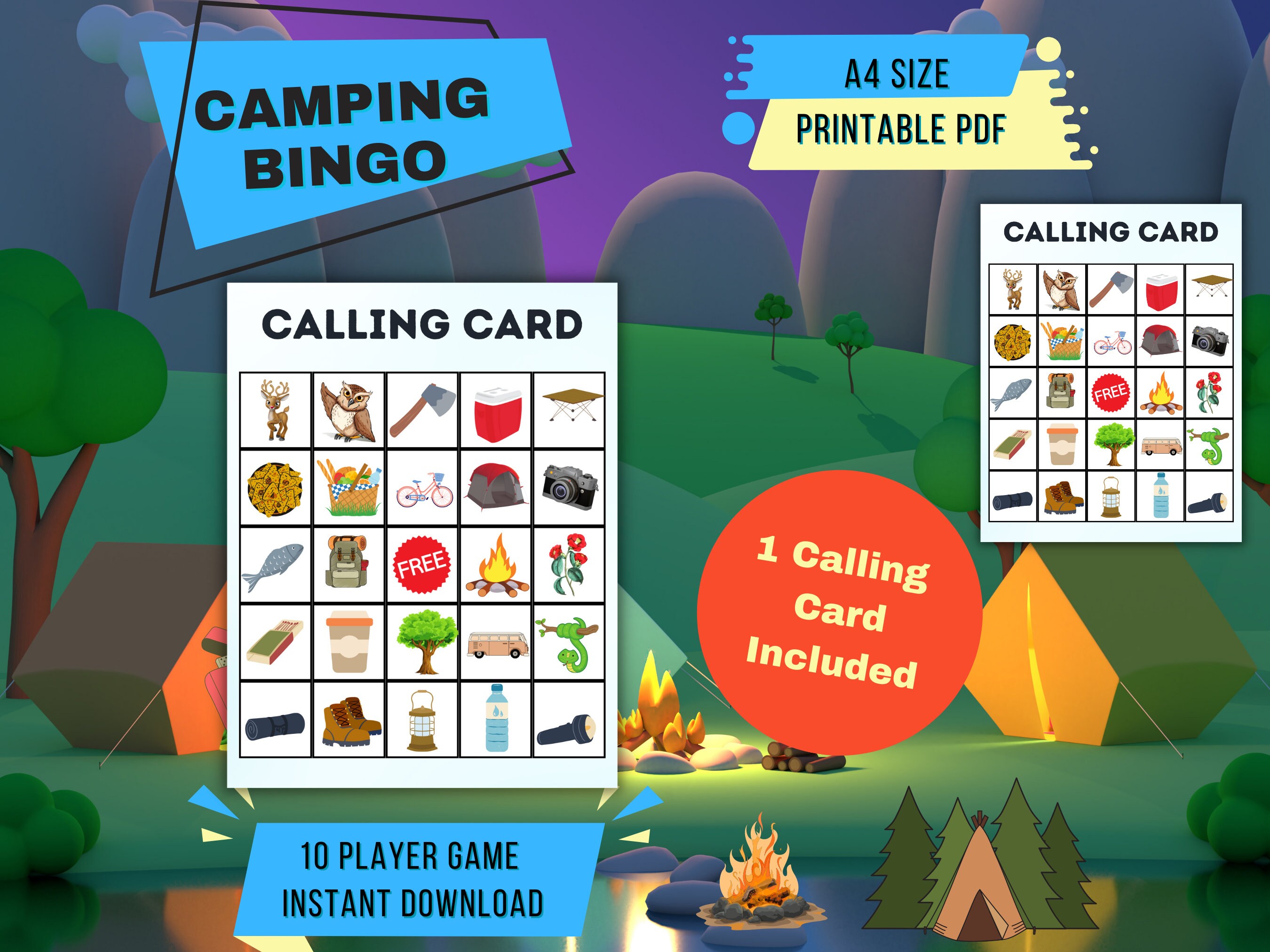 Camping Bingo Printable / 11 Printable Camping Bingo Cards / Camping ...