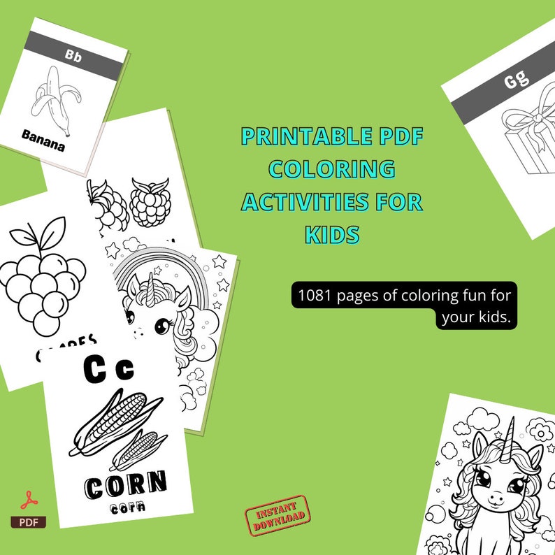 Coloring Pages for Kids Printable Bundle, 1081 Pages, Coloring Sheets ...